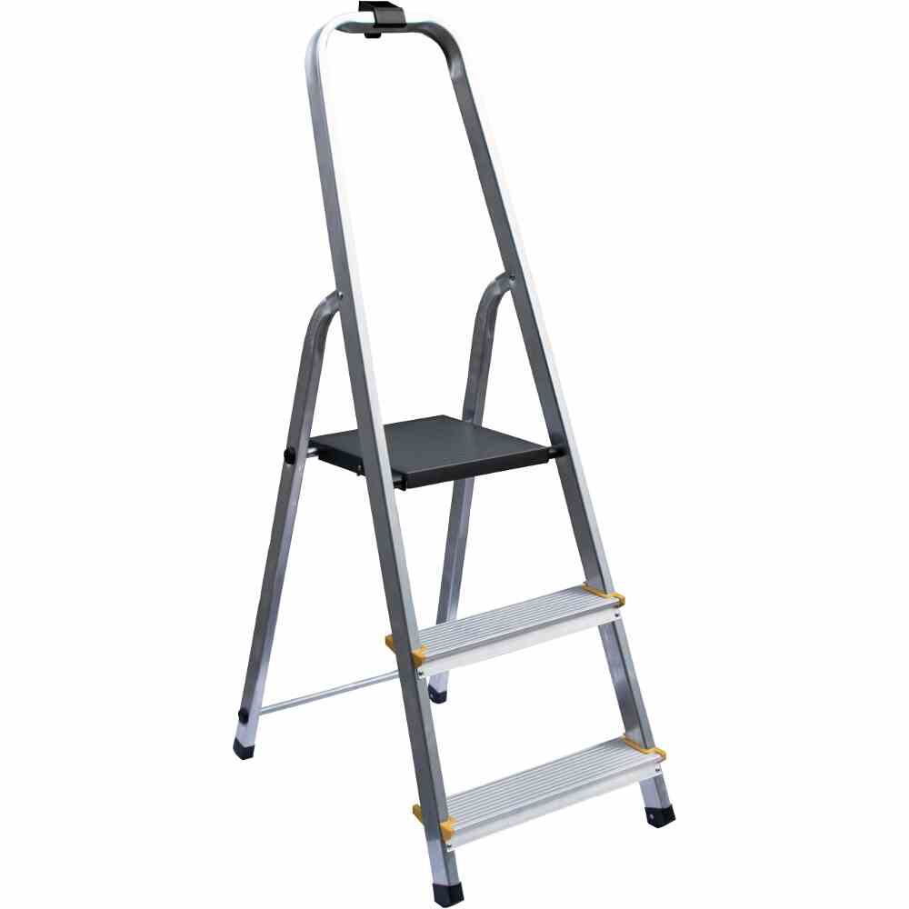 ALPFA Haushaltsleiter 3 Stufen Alu Aluminium Leiter Treppe 2,36m ...
