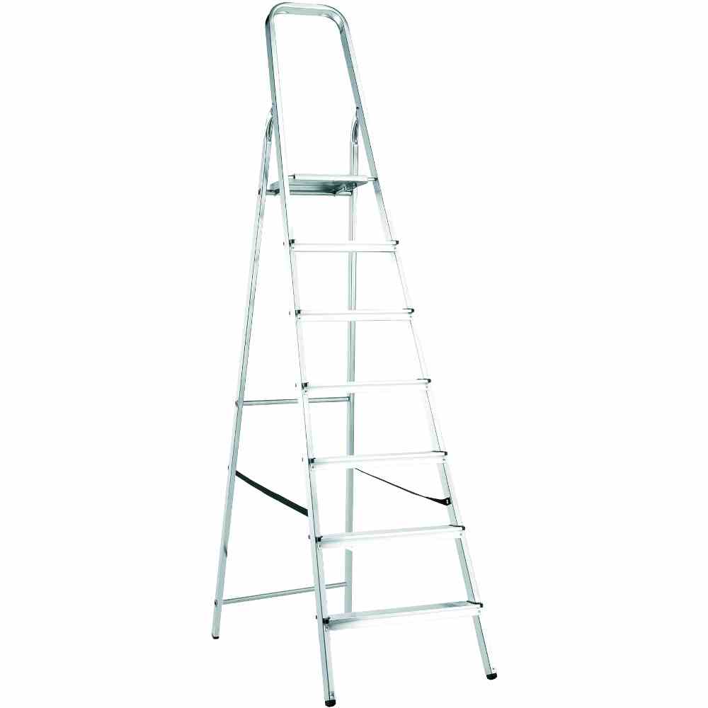 ALPFA Haushaltsleiter 7 Stufen Alu Aluminium Leiter Treppe 3,24m ...