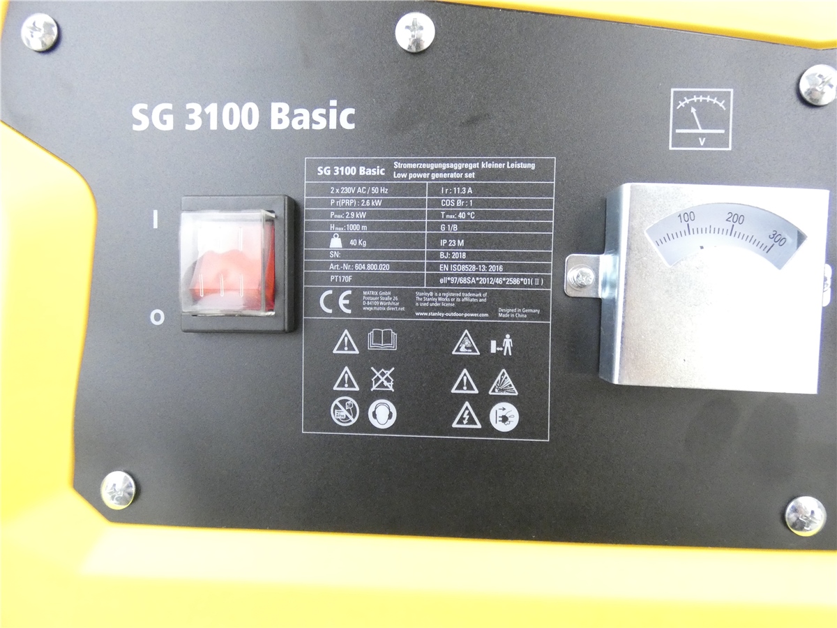 MATRIX Ersatzteil Bedienfeld für Stanley Stromerzeuger Generator SG 3100 Basic - HBH24Online.de